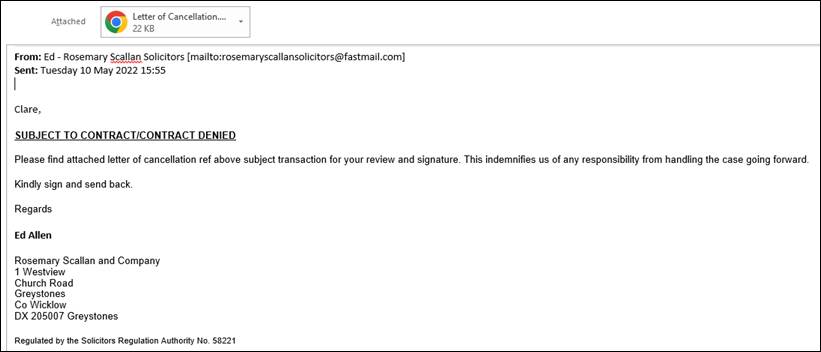 Warning of fraudulent emails from solicitor’s account